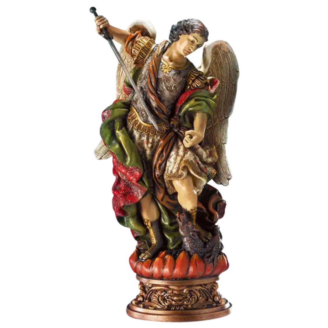 st michael statue | Hand painted with vibrant colors – Guadalupe Gifts