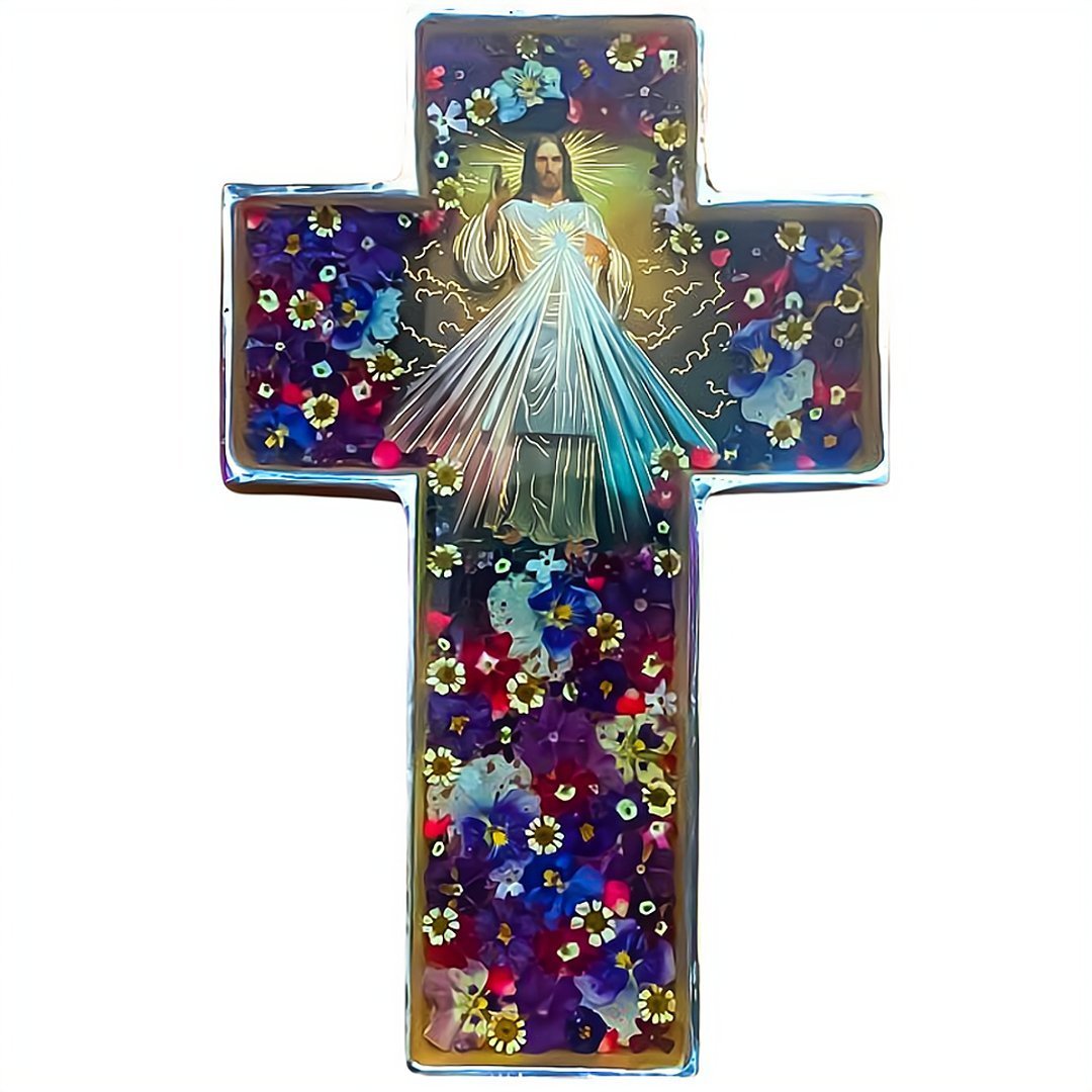 Dry Flower Wall Art | Divine Mercy | Handmade in Mexico – Guadalupe Gifts