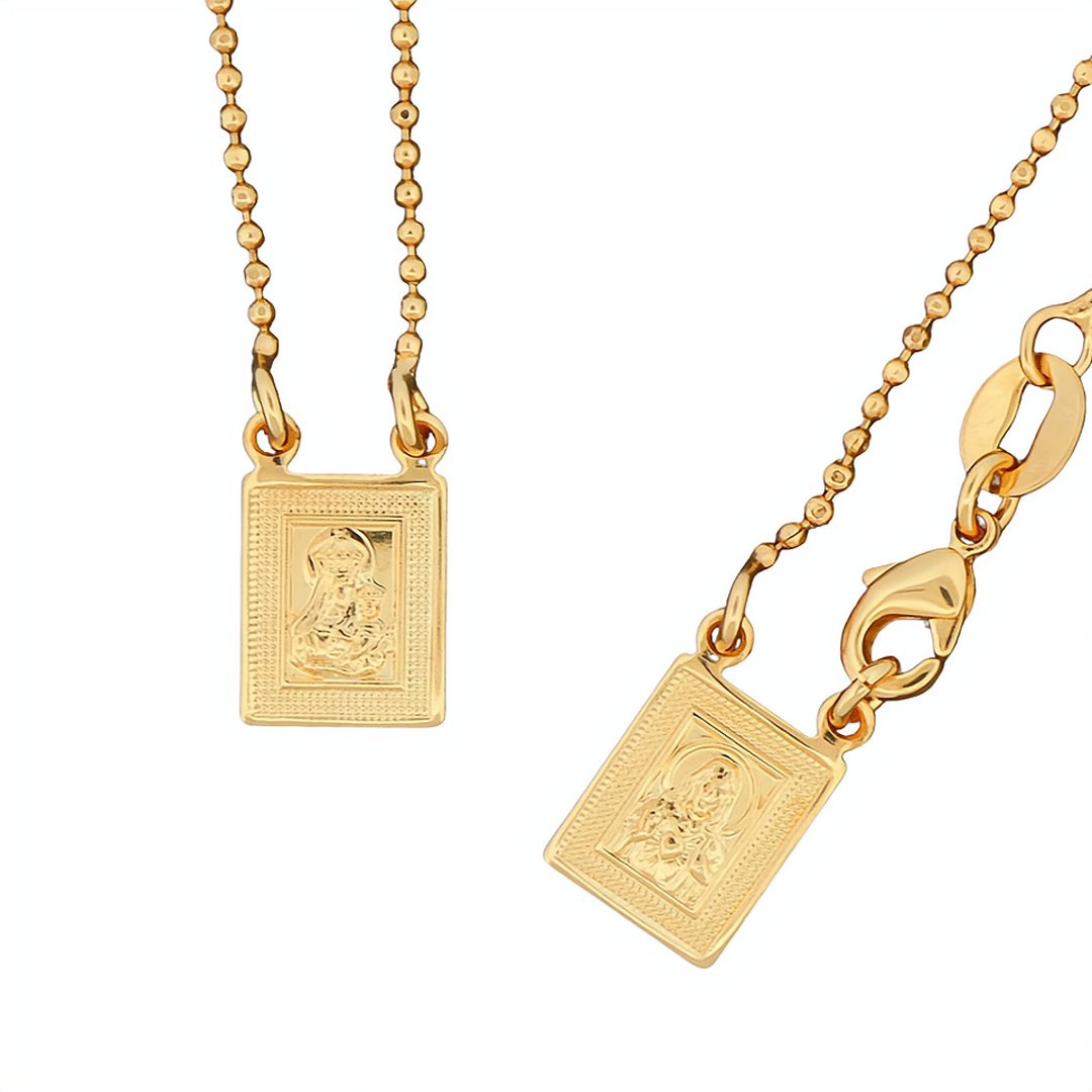 Gold-Plated Scapular Dainty Pendants Necklace for Girls & Boys 18-inch ...
