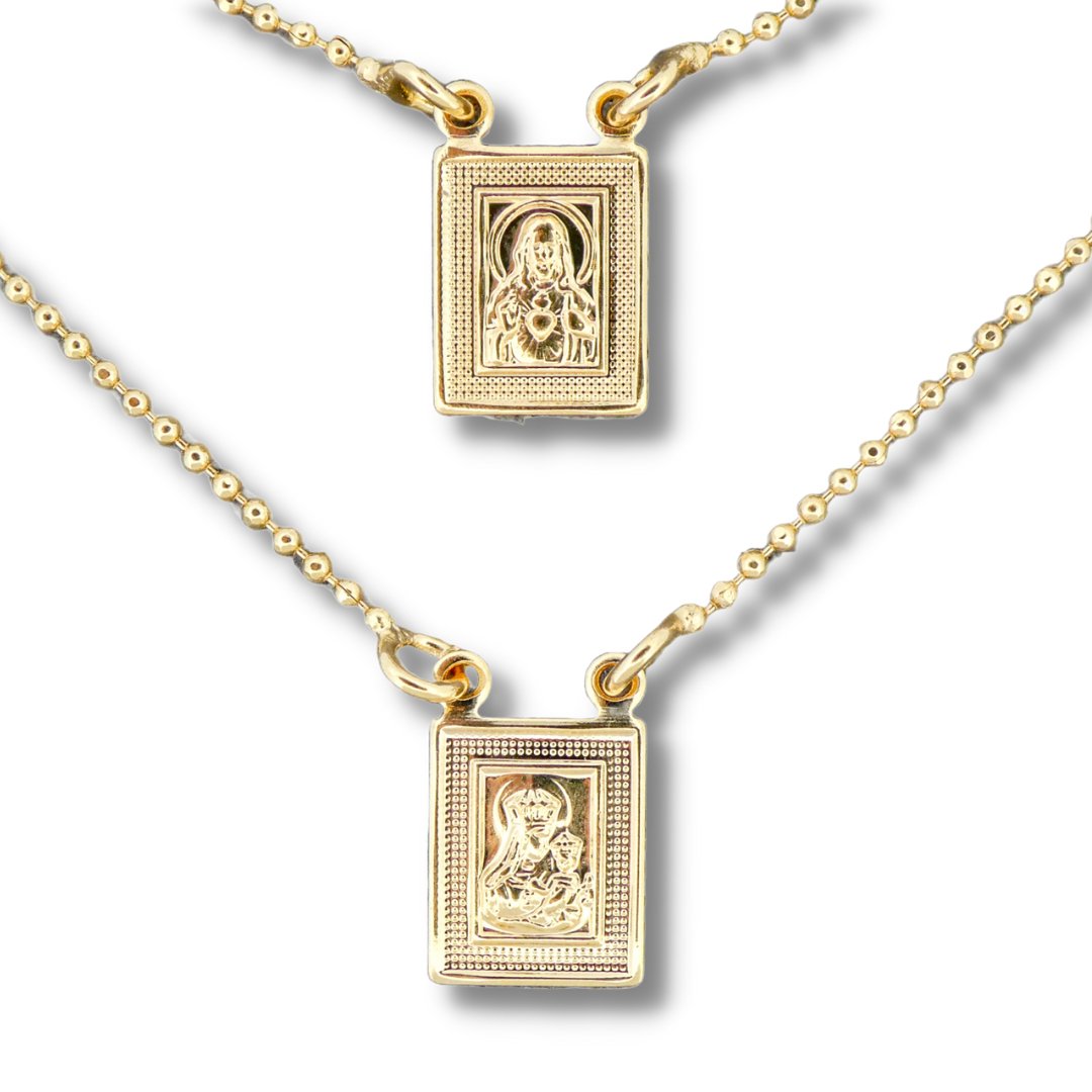 Catholic Scapular Necklace | Dainty Gold-Plated Charms – Guadalupe Gifts