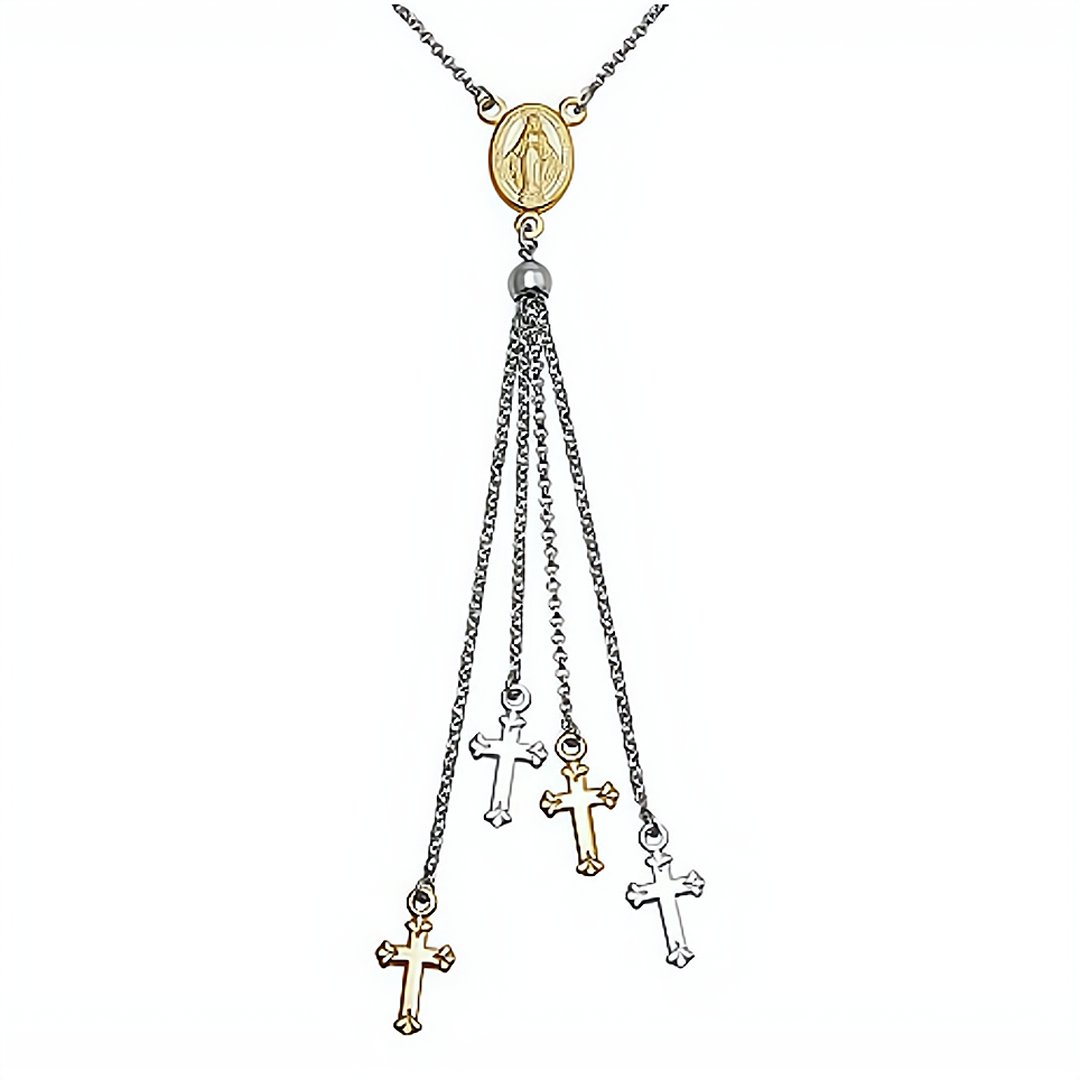 Multi Cross Necklace | Gorgeous Virgin Mary Tassel | Made in Italy ...