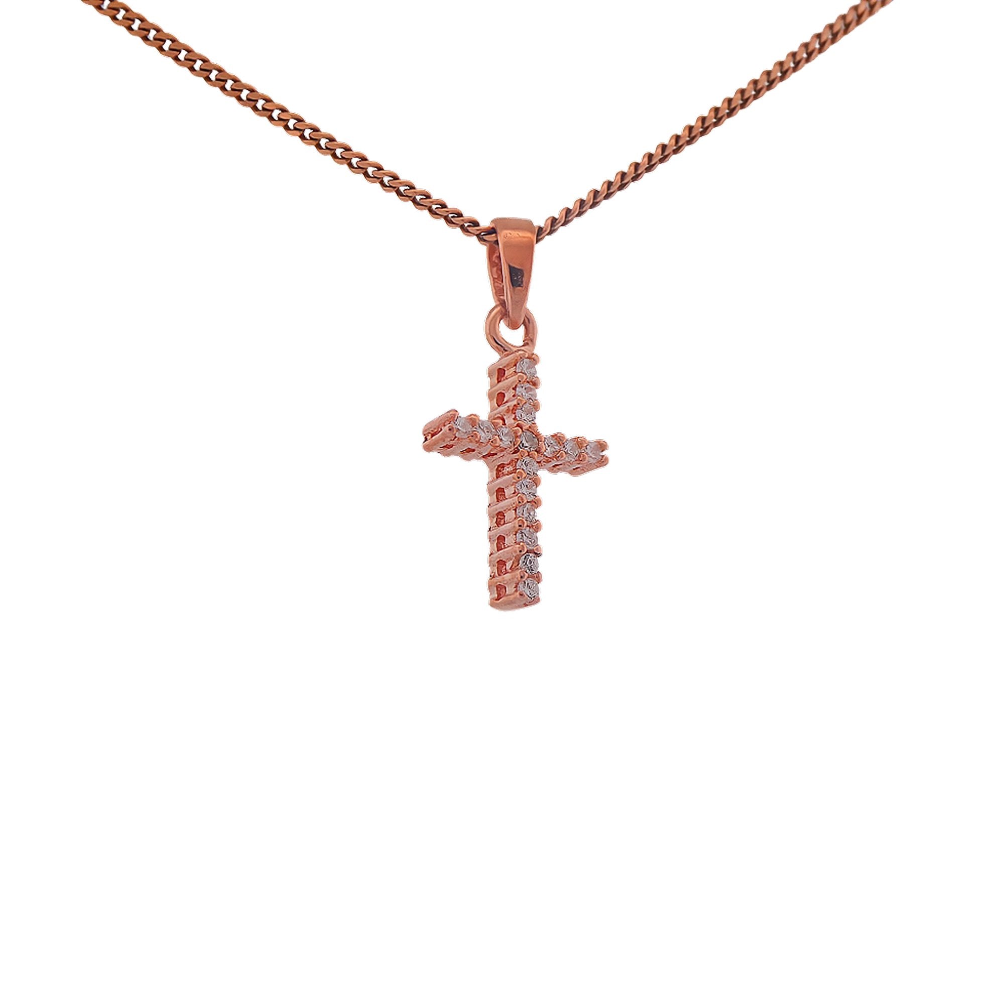 rose gold cross necklace womens | White Zirconia | Made in Italy ...