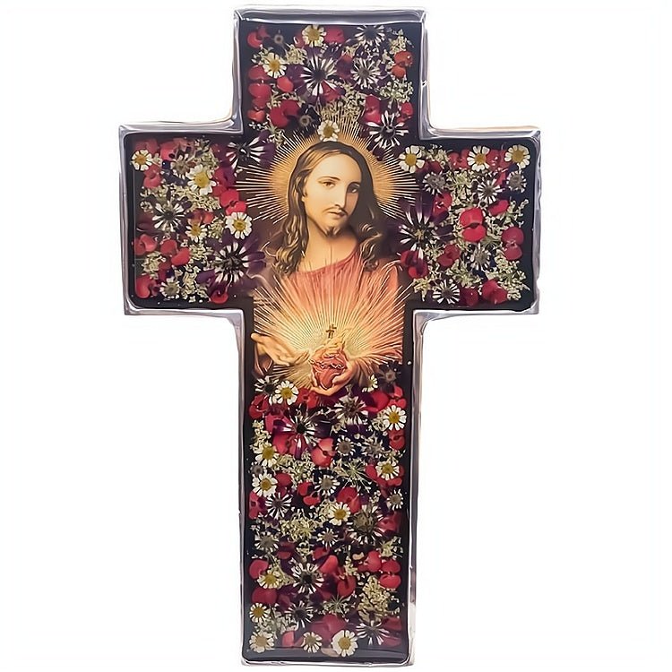 Sacred Heart of Jesus | Striking Sacred Heart Pewter Wall Cross 11 ...