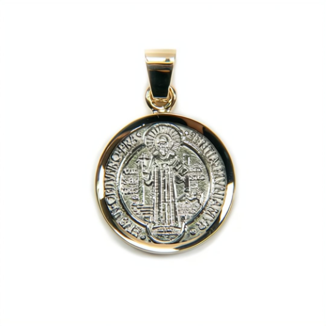14k gold st benedict medal | Silver 14k Gold Bezel | Mexico – Guadalupe ...
