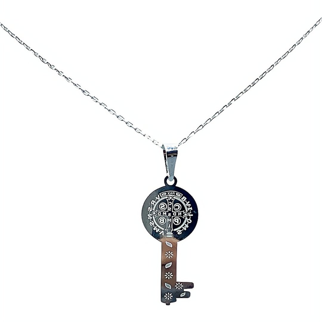 St Benedict Key | 925 Mexican Silver Necklace – Guadalupe Gifts